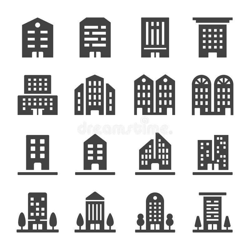 3d Building Icon Set stock vector. Illustration of architecture - 31792852