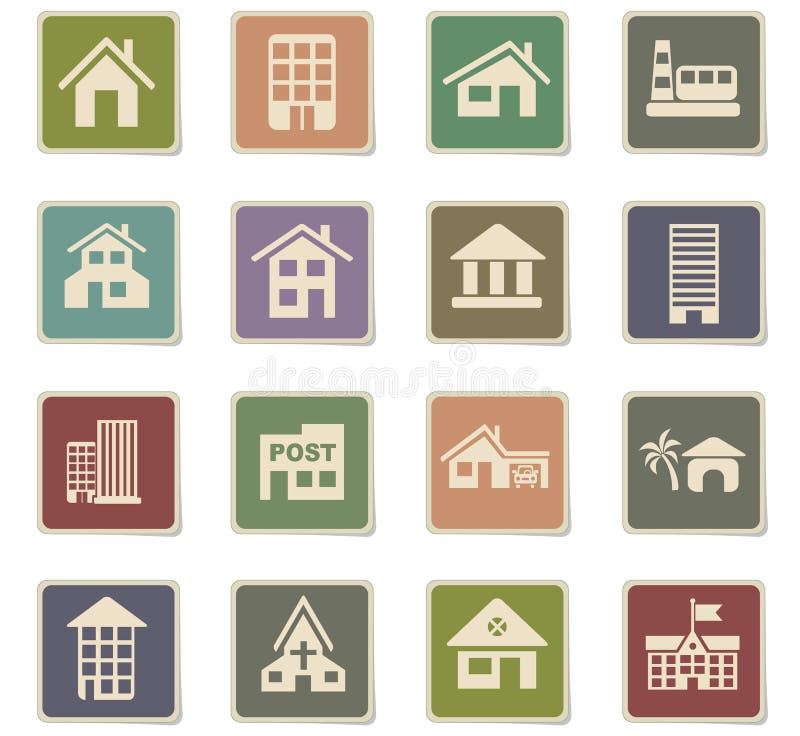 Building icon set stock vector. Illustration of estate - 88066566