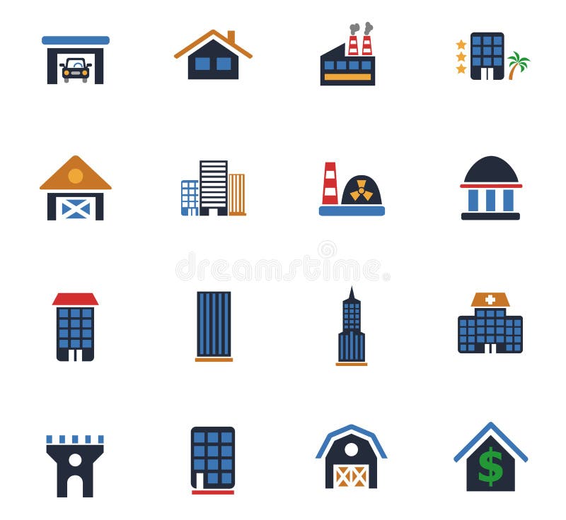 Building icon set stock vector. Illustration of real - 88089260