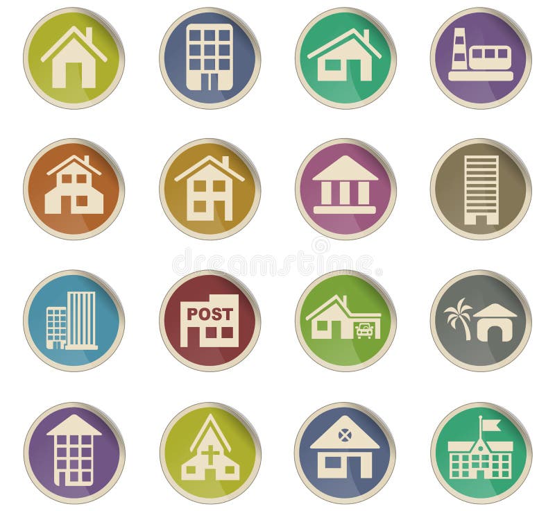 Building icon set stock illustration. Illustration of estate - 88690204