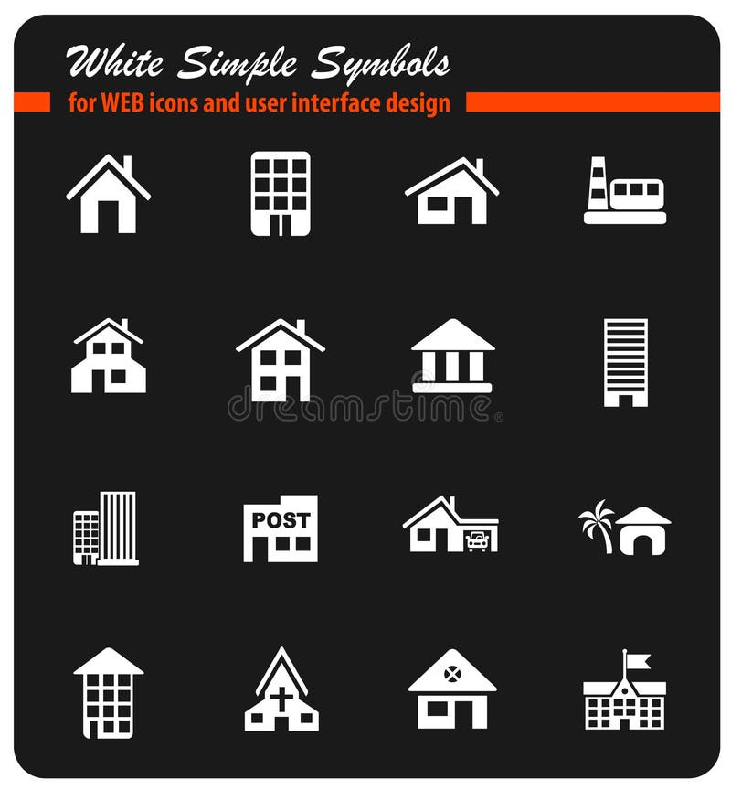 Building icon set stock illustration. Illustration of estate - 87976962