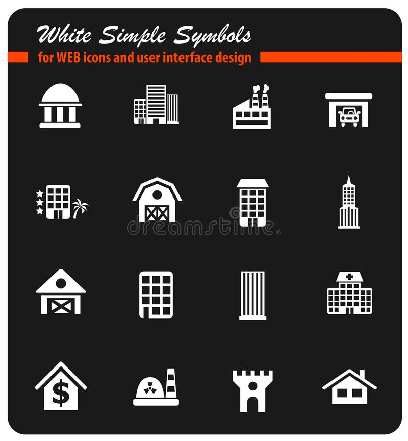 Building icon set stock illustration. Illustration of roof - 87979894