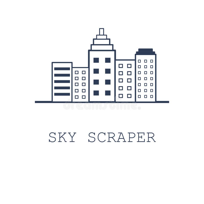 Building Icon on White Background. Stock Illustration - Illustration of ...