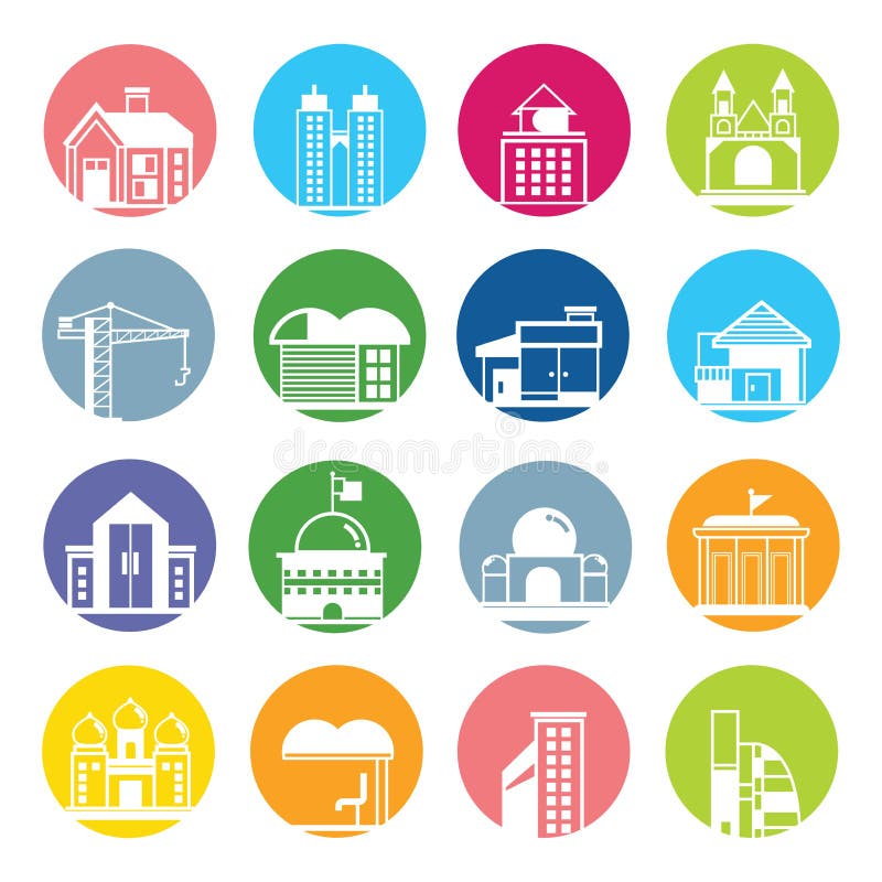 Building icons stock illustration. Illustration of construction - 75569666
