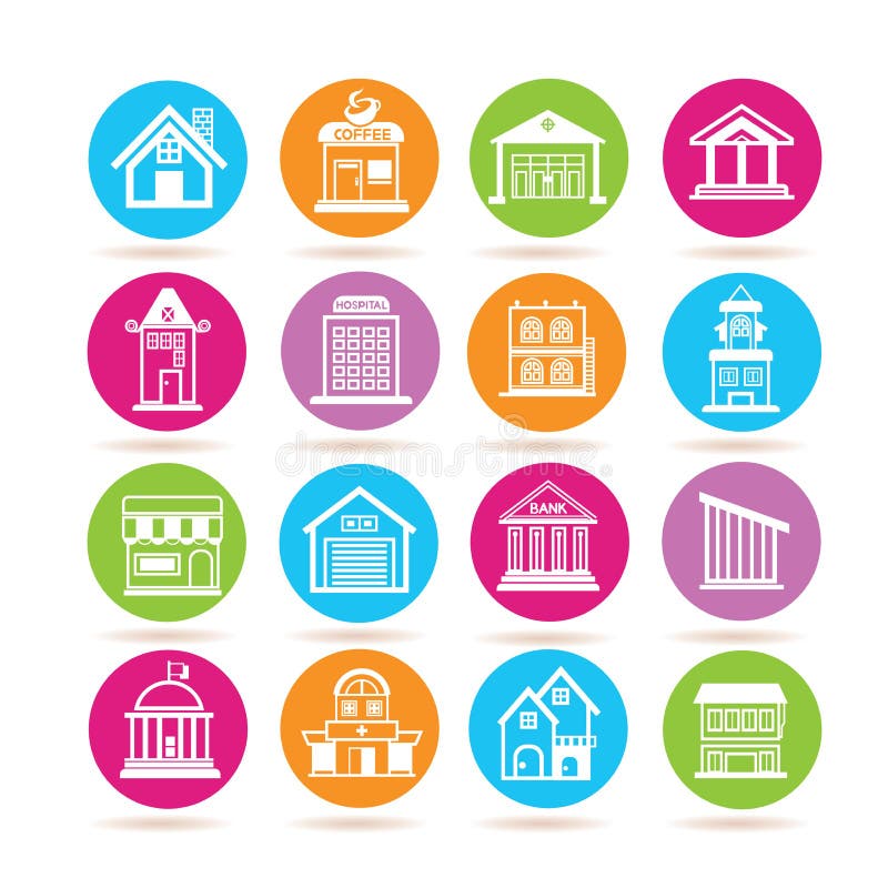 Building icons stock illustration. Illustration of colorful - 59066573