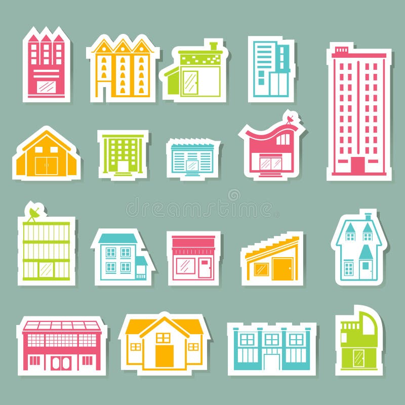 Building icons set stock vector. Illustration of residential - 47957860