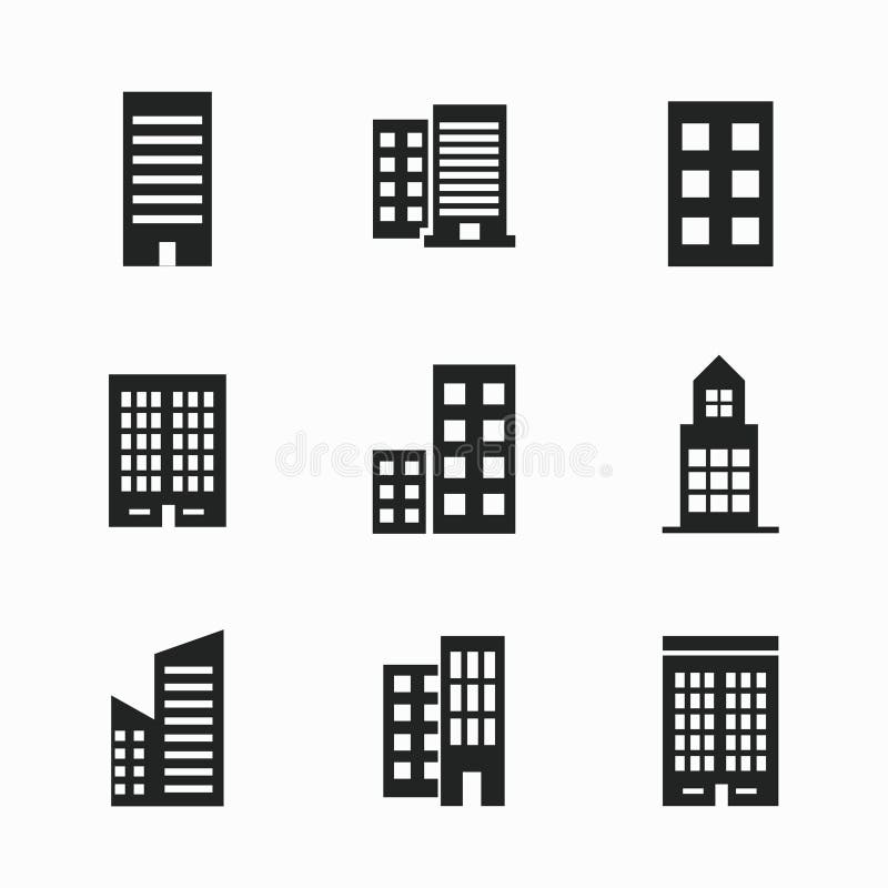 Building icons set vector stock vector. Illustration of outline - 302221576
