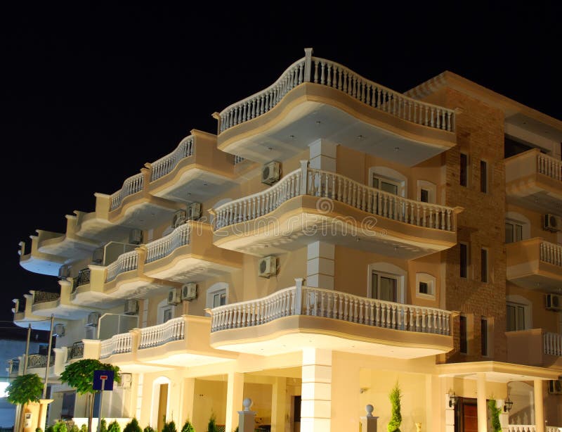 Building Illuminated Light Greece Stock Photo - Image of home, luxury ...