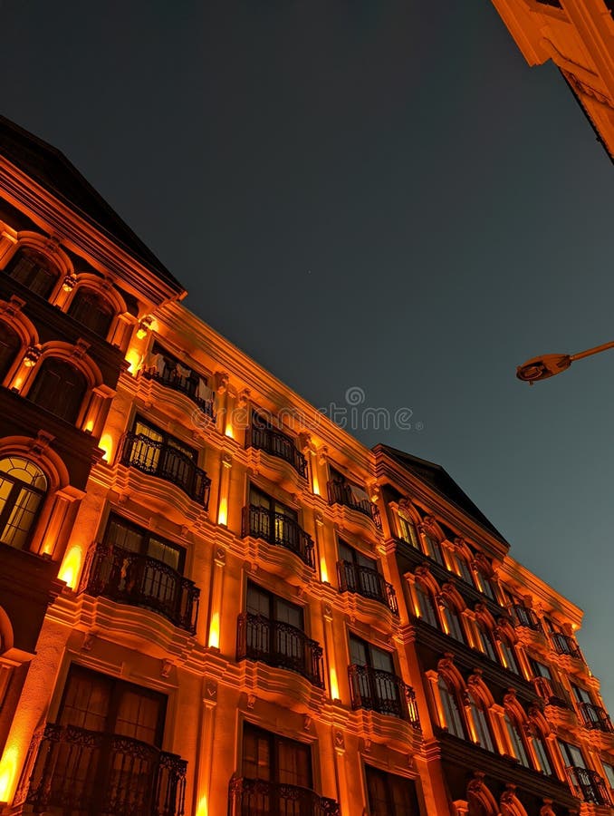 Building Illuminated by the Light of Night Stock Photo - Image of ...