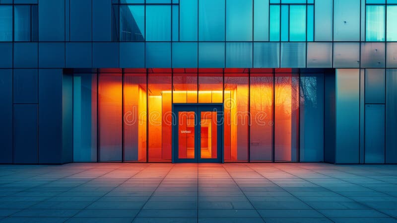 The Building is Illuminated in Neon . Urban Abstract Landscape of ...