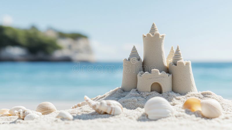 Building Impressive Sand Castle on Beach Stock Image - Image of nature ...