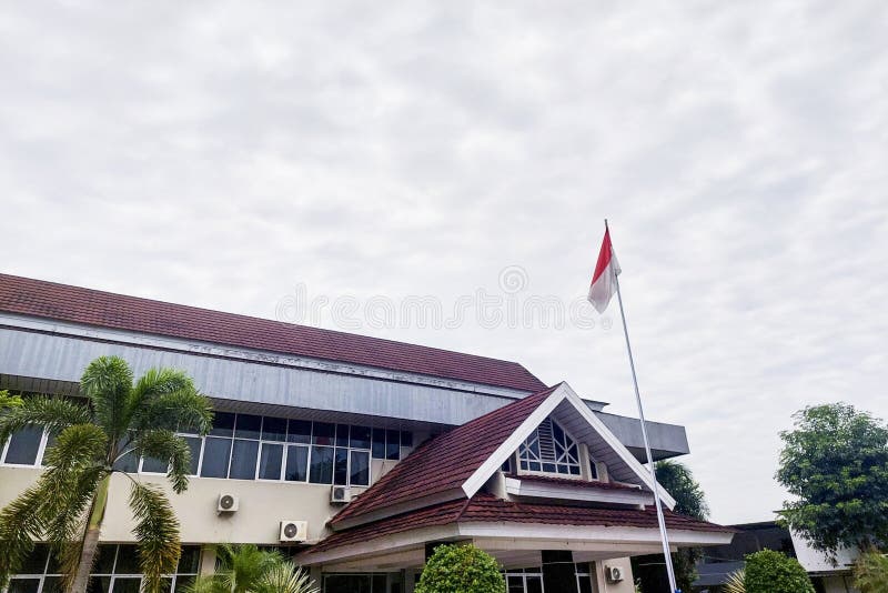 Building and Indonesian Red and White Flag Stock Image - Image of ...