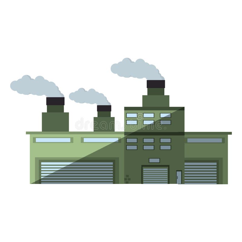 Building Industry Factory Front View Chimney Stock Illustration ...