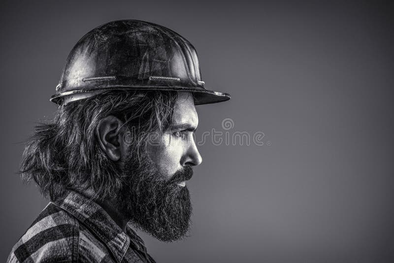 Building, Industry, Technology - Builder Concept. Bearded Man Worker ...