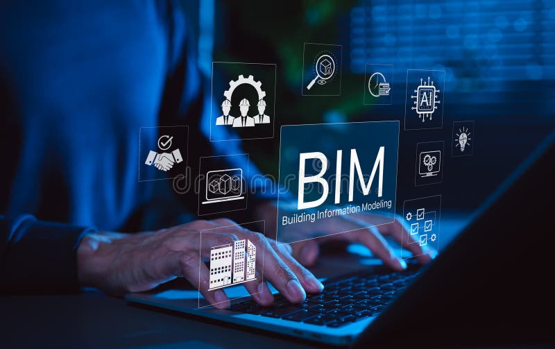 Building Information Modeling BIM Technology Concept. Icons BIM ...