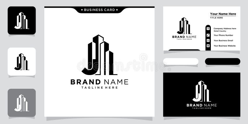 Building with Initial J Letter Monogram Logo Design Stock Vector ...