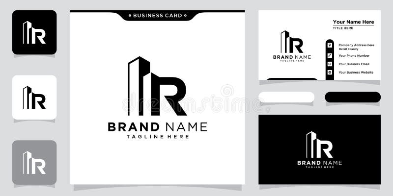 Building with Initial R Letter Monogram Logo Design Stock Vector ...