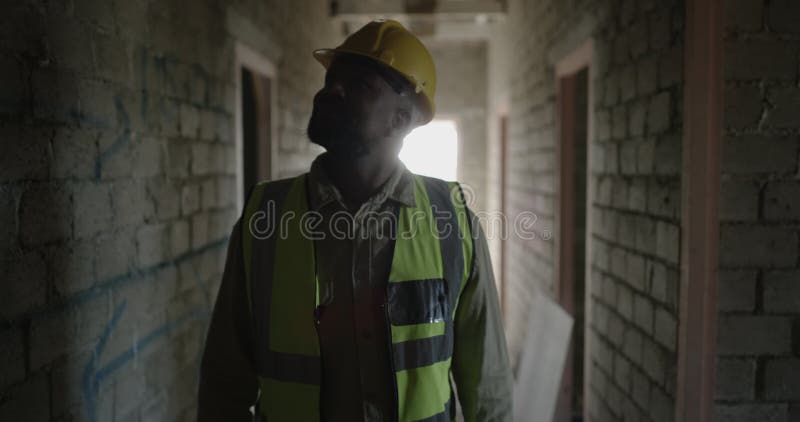 Building Inspection, Construction Site or Black Man Walking for ...
