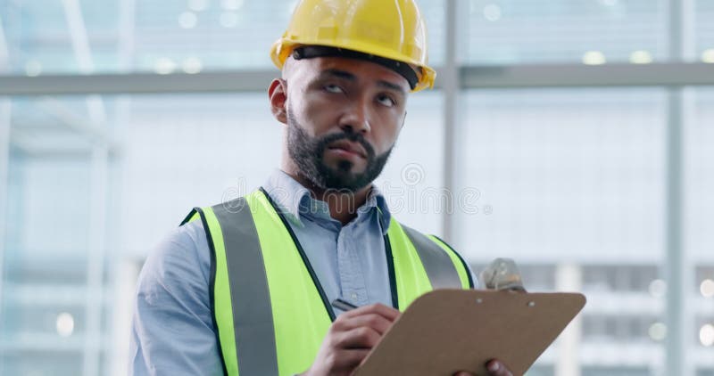 Building Inspection, Planning and a Construction Worker with Notes for ...