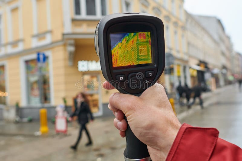 Thermal Imaging at Building Heat Loss Inspection Stock Image - Image of ...