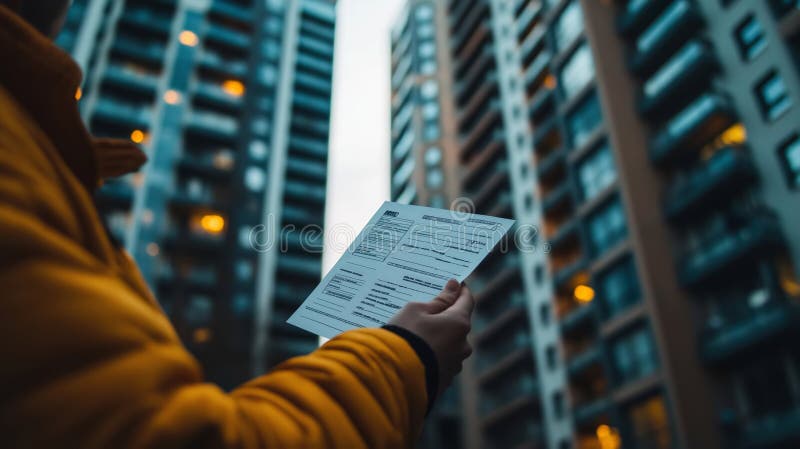 Building Inspector Holding Inspection Form and Evaluating Residential ...