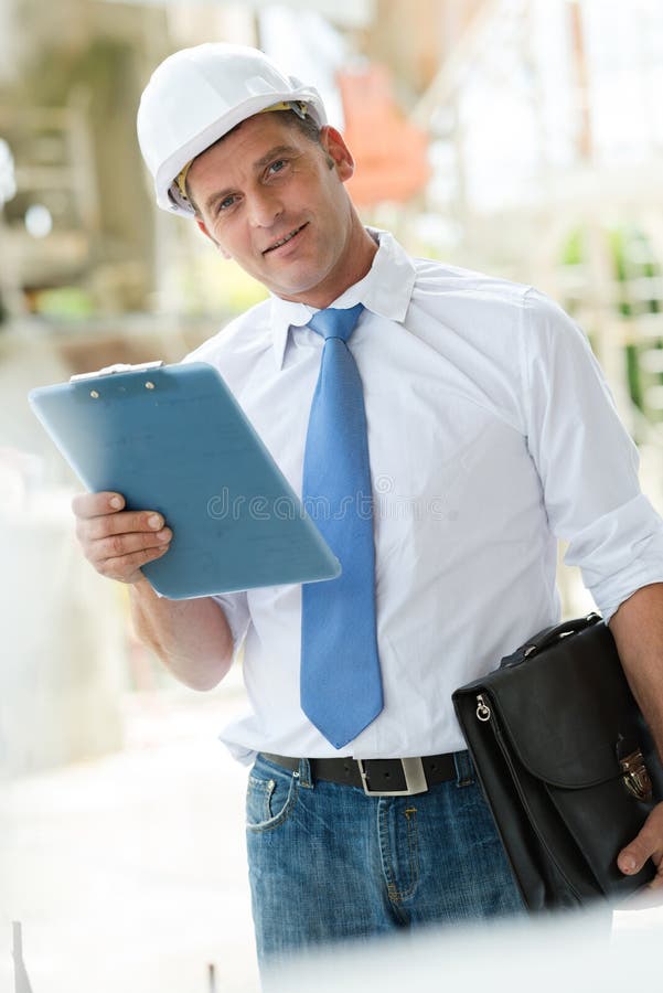Building Inspector Looking at House Renovation Project Stock Image ...