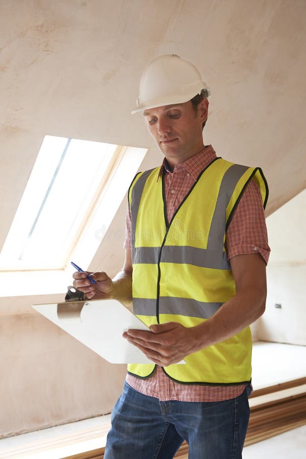 Building Inspector Looking at New Property Stock Image - Image of ...