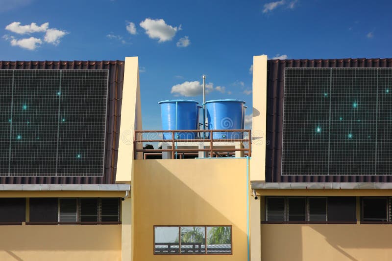 Building Install Solar Cell for Making Hot Water , Eco Power Concept ...