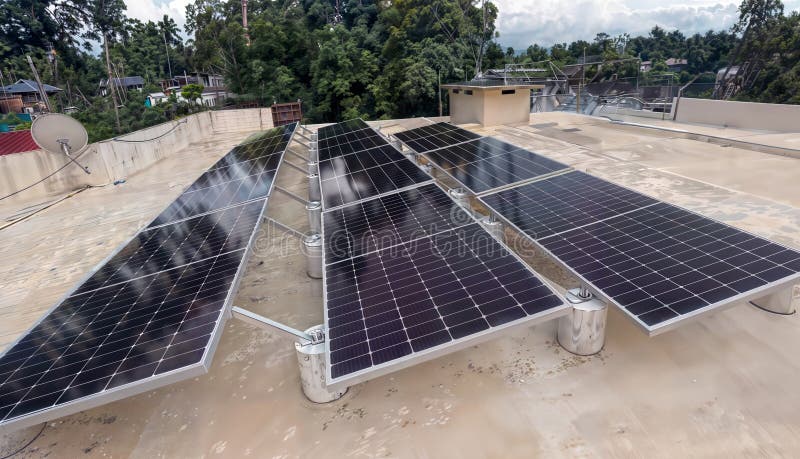 Solar Panel Installed on the Roof of a House. Photovoltaic Modules ...