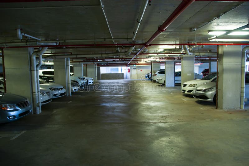 Interior of Parking Garage with Car and Vacant Parking Lot Stock Image ...
