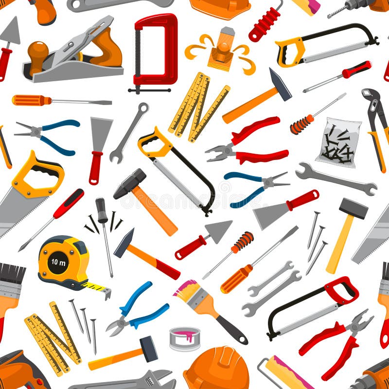 Building Items Seamless Pattern Background Stock Vector - Illustration ...