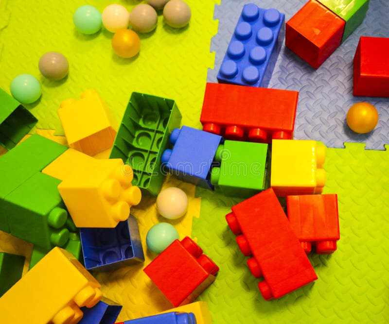 Building Kit. Details of Different Form from Plastic Color Children`s ...