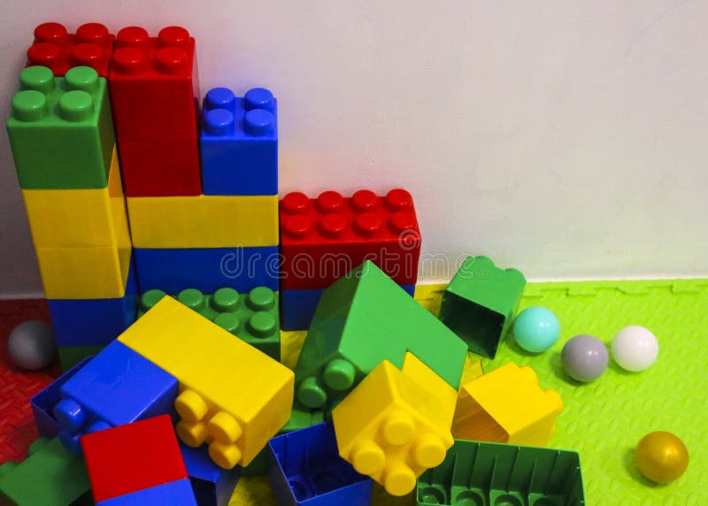 Building Kit. Details of Different Form from Plastic Color Children`s ...