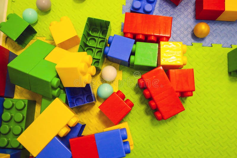 Building Kit. Details of Different Form from Plastic Color Children`s ...