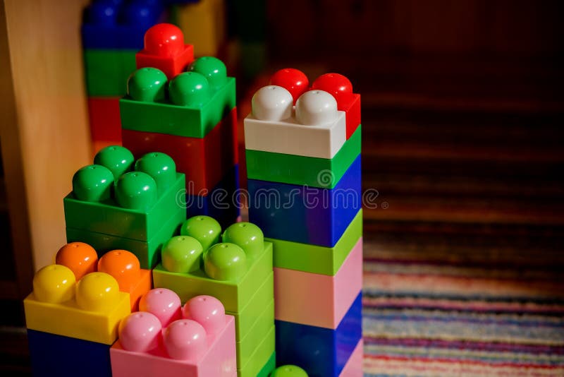 Building Kit. Details of a Different Form from Plastic Color Children`s ...