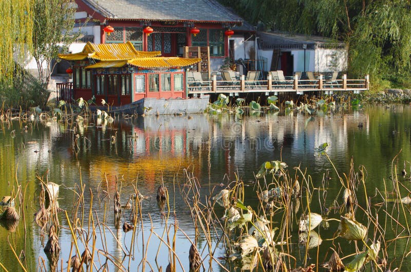 Building and lake stock photo. Image of leaf, white, park - 6936038