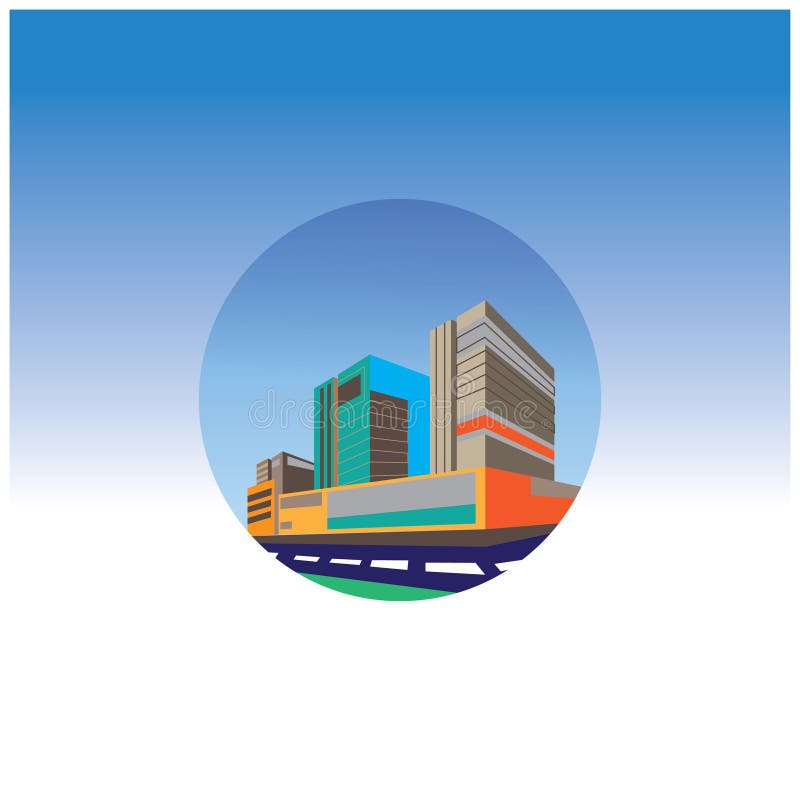 Building and Landscape Vector Illustration Urban Design Circle ...