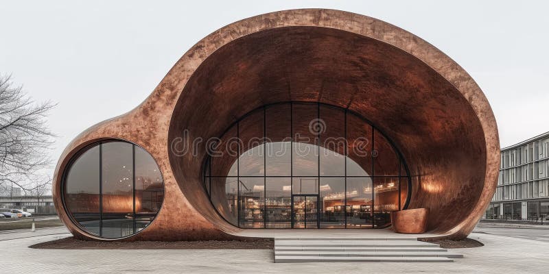 A Building with a Large Curved Shape on the Outside, AI Stock Image ...