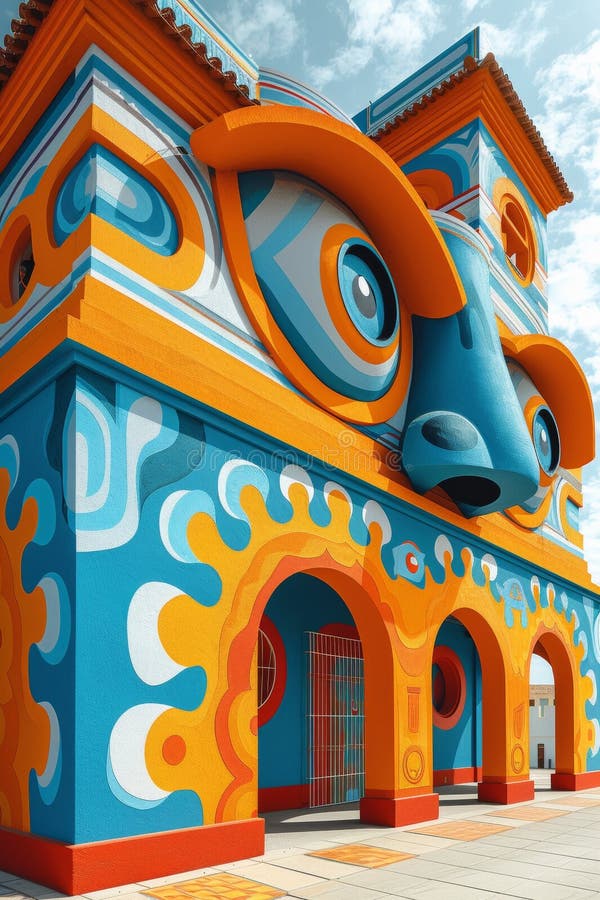 A Building with a Large Face Painted on it S Side, AI Stock Image ...