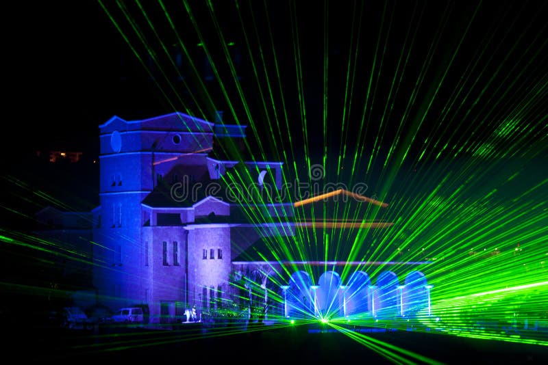 Building laser beams stock image. Image of light, night - 24590023