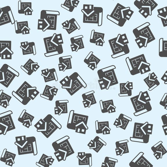 Building Layout Paper and House Solid Seamless Pattern, Architect Studio Theme. Vector Graphics ...