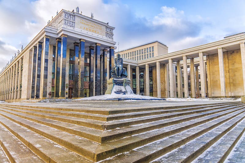Building of Lenin Library in Moscow Stock Photo - Image of center ...