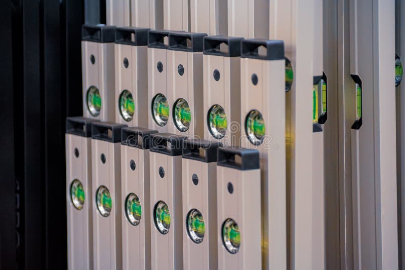 Building Level. Aluminum Rail with Level Stock Photo - Image of flat ...