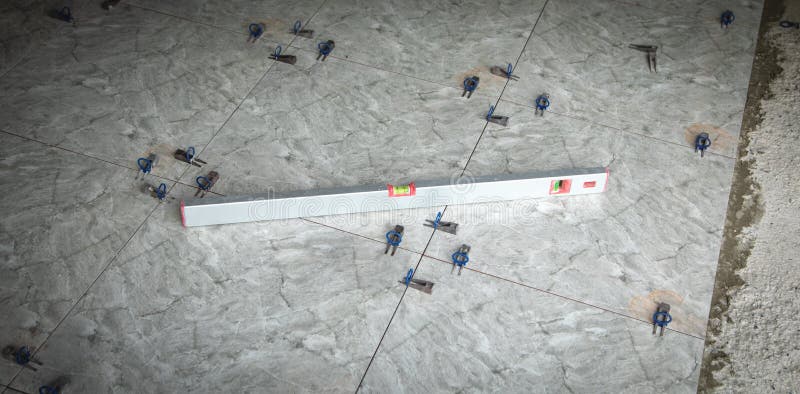 Building Level on the Floor. Renovating the Floor Stock Photo - Image ...