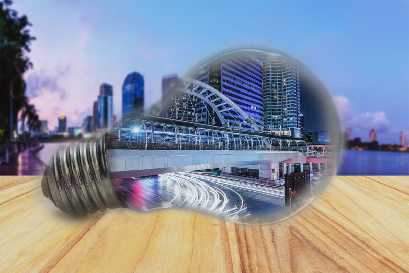 Building on the Light Bulb on Wood Stock Image - Image of concept ...