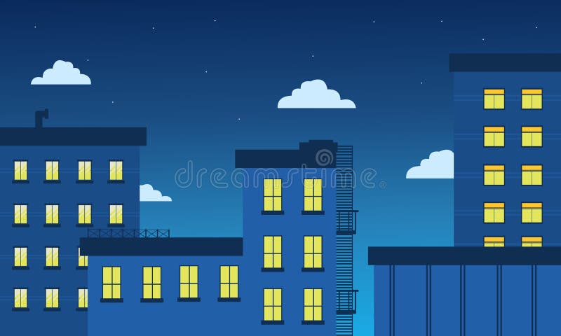 Building and Light Landscape Vector Flat Stock Vector - Illustration of ...