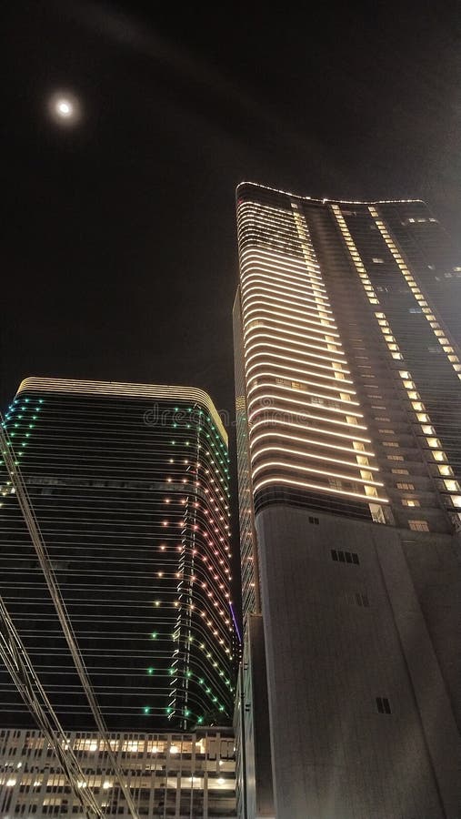 Building Light at Night and Moonlight Stock Photo - Image of wall ...