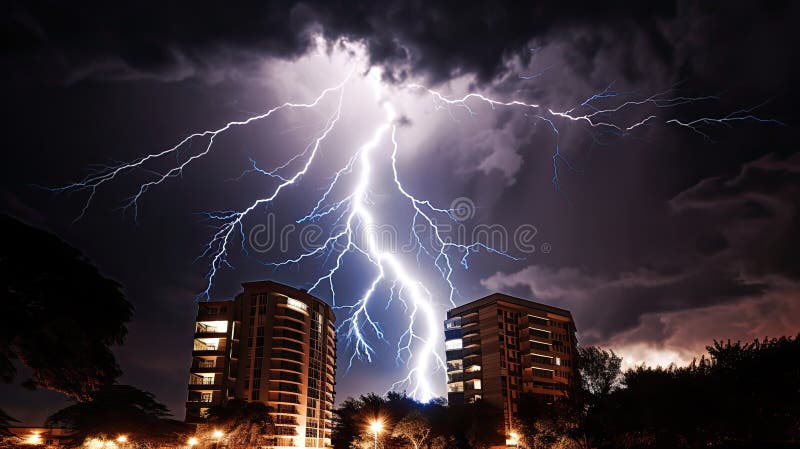 Building lighting strike stock illustration. Illustration of phenomenon ...