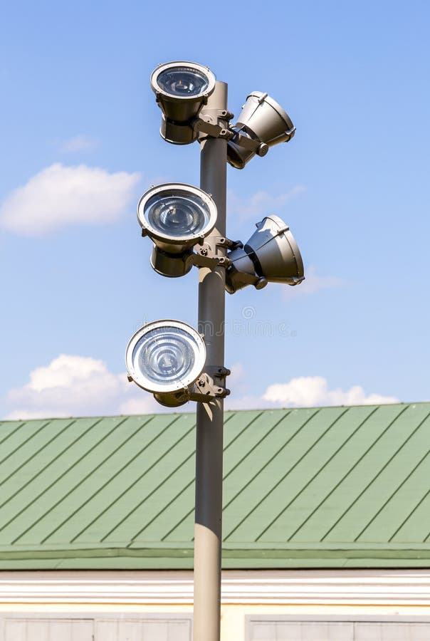 Building lights on a pole stock photo. Image of electricity - 282427738