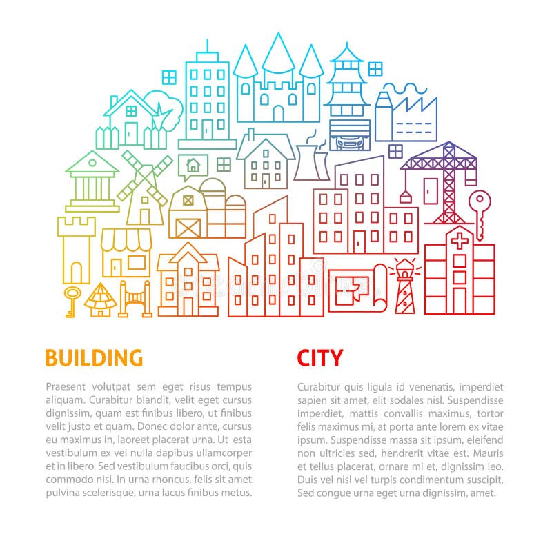 Building Line Template stock vector. Illustration of concept - 181507475